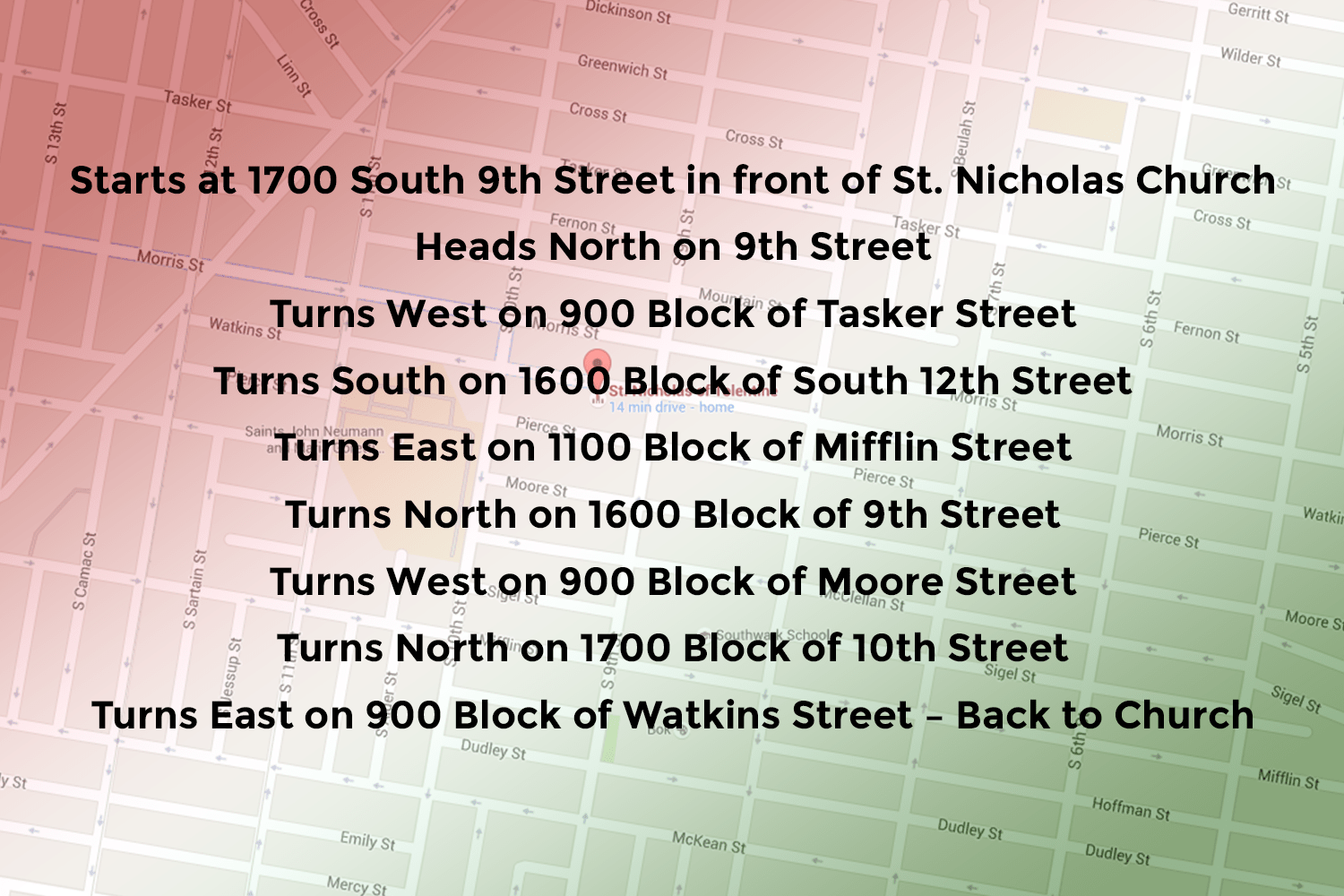 Procession Route - St. Nicholas Of Tolentine Italian Festival